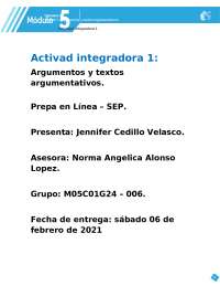 Actividad integradora 2. Escribir con argumentos - Docsity