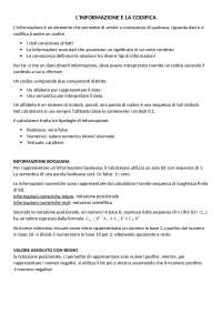 L'informazione e la codifica - Docsity