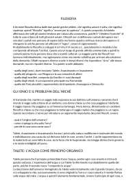 I PRIMI FILOSOFI (TALETE, ANASSIMANDRO, ANASSIMENE, PITAGORA) - Docsity