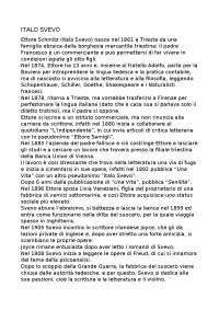 RIASSUNTI ITALO SVEVO + OPERE + COSCIENZA DI ZENO - Docsity