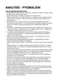 General Analysis of Pygmalion by G.B.Shaw - Docsity