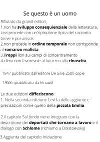 Schemi analisi Primo Levi - Docsity