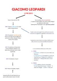Schema sulla vita di Giacomo Leopardi - Docsity