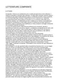 LETTERATURE COMPARATE FILOLOGIA MODERNA UNIBA - Docsity