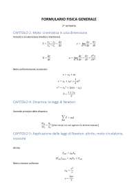 Formulario di fisica generale, primo semestre | Formulari di Fisica - Docsity