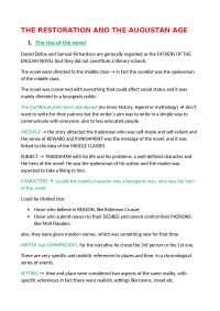 THE RESTORATION AND THE AUGUSTAN AGE - Docsity