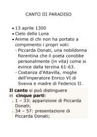 Schema canto III paradiso - Docsity