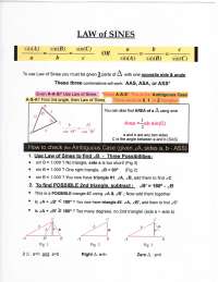 A Law of Sines Cheat Sheet | Cheat Sheet Mathematics | Docsity