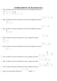 Complementi di Matematica - Docente Gennaro Amendola - Docsity