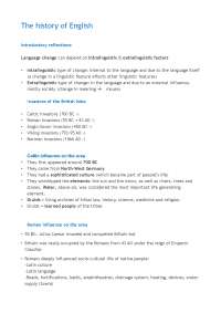ENGLISH LANGUAGE 1 - THE HISTORY OF ENGLISH - Docsity