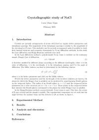 X-Ray diffraction study of NaCl - Docsity