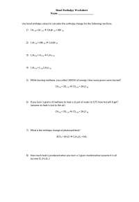Bond enthalpy worksheet - Docsity
