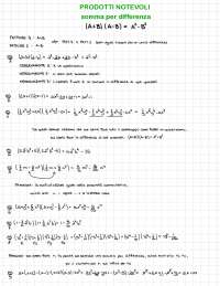 MATEMATICA regole: prodotti notevoli - Docsity