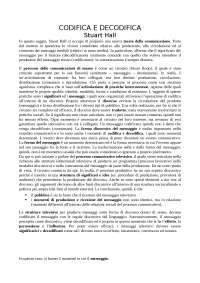 CODIFICA E DECODIFICA DI S. HALL - Docsity