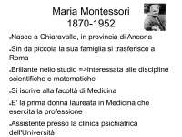 Maria Montessori - vita e pensiero pedagogico - Docsity