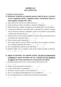 Grammatica esercizi subordinate - Docsity