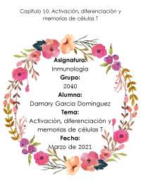 ACTIVACION, DIFERENCIACION Y MEMORIA DE CELULAS T - Docsity