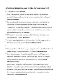 DOMANDE D'ESAME PROVA DI ABILITA' INFORMATICA UNIPEGASO | Appunti di Elementi di Informatica ...