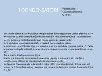 I CONDENSATORI SPIEGAZIONE E FORMULE - Docsity