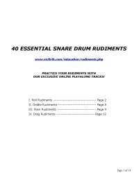 40 ESSENTIAL SNARE DRUM RUDIMENTS - Docsity