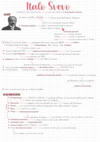 Italo Svevo: schema riassuntivo su vita e Coscienza di Zeno | Appunti di Italiano - Docsity