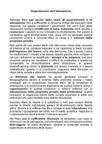 Marx e il superamento dell'alienazione - Docsity