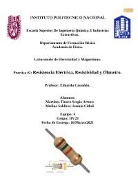 Practica 2 electricida y magnetismo - Docsity