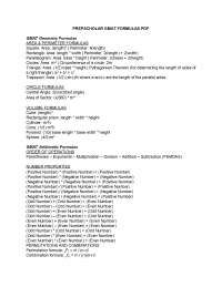 GMAT MATH FORMULAS FORMULAS | Cheat Sheet Mathematics | Docsity