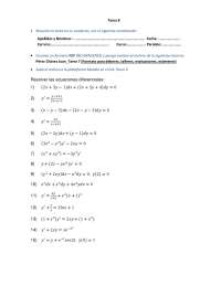 Ecuaciones diferenciales ejercicios a resolver - Docsity