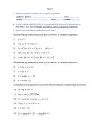 Ecuaciones diferenciales ejercicios a resolver - Docsity