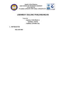 LINAMBAY O DULANG PANLANSANGAN | Study notes Literature | Docsity