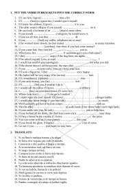 First, Second Conditional Exercises - Docsity