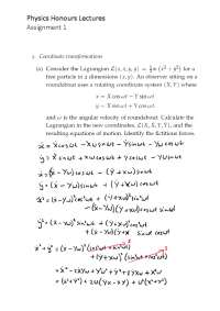 Classical Mechanics - Assignment 1 - Docsity