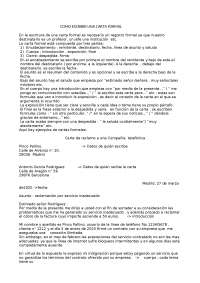 Como escribir una carta formal: esquema y ejemplos - Docsity