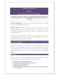 Vishaka guidelines for workplace | Assignments Law | Docsity