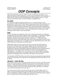 Object Oriented Programming Basic Concepts - Docsity