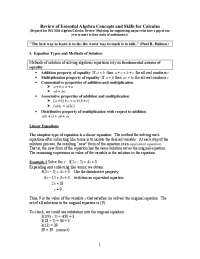 Review of Essential Algebra Concepts and Skills for Calculus - Docsity