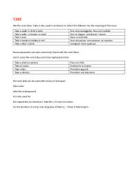 Spiegazione ed uso del verbo take - Docsity