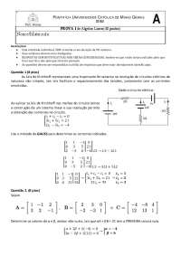Gabarito Prova Álgebra linear - Docsity