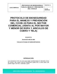 Protocolo de seguridad en almacenes de ropa - Docsity