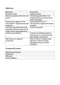Cellula eucariote e procariote a confronto - Docsity