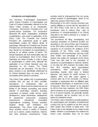 Code of Ethics in Psychology - Docsity