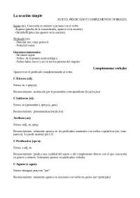 La oración simple y tipos de complementos. - Docsity
