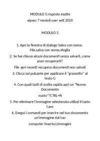 MODULO 5 EIPASS RISPOSTE ESATTE | Esercizi di Informatica | Docsity