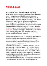 ACIDI E BASI DI BRONSTED E LOWRY - Docsity