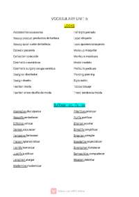 Vocabulario Unidad 5 Inglés - Docsity