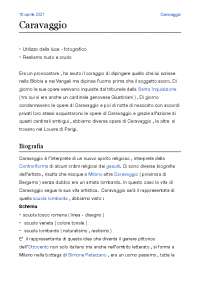 Caravaggio - biografia e generalità - Docsity