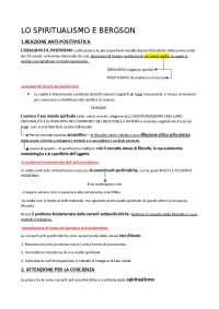 LO SPIRITUALISMO E BERGSON - Docsity