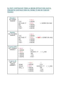 Tabla de repaso del pasado continuo - Docsity