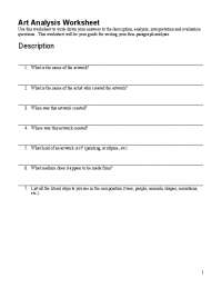 Art Analysis Worksheet - Docsity